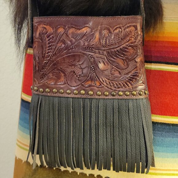 Lucchese | Bags | Lucchese Tooled Leather Crossbody Bag With Fringe ...